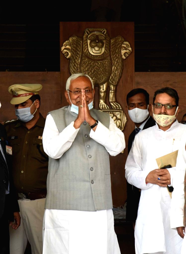 Bihar Chief Minister Nitish Kumar arrives for the budget session