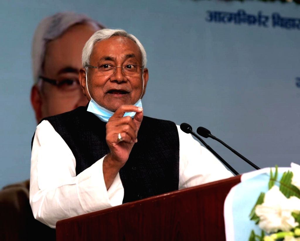 Bihar Chief Minister Nitish Kumar witnessing the exchange of an MoU at ...