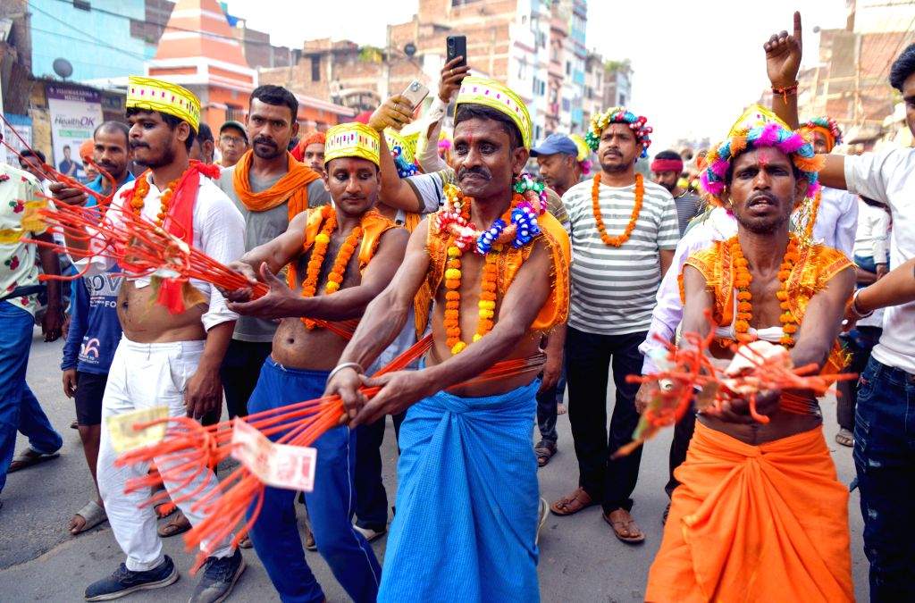 Devotee performs ritual at Panjar Bhokwa Mela