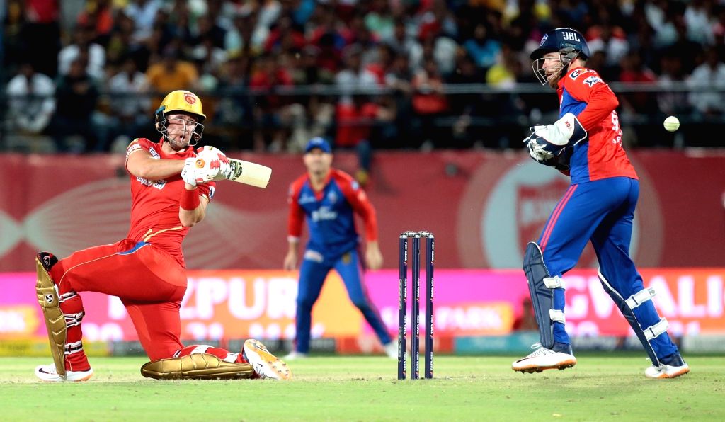 : Dharamshala : PBKS' batsman Liam Livingstone plays a shot during the ...