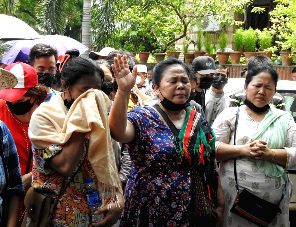 New Delhi : People from Myanmar participate in a rally organised by ...