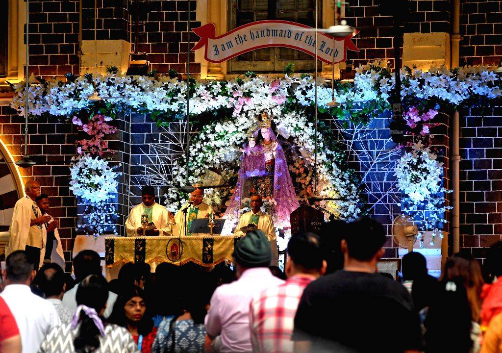 People in large numbers gather during the 'Mount Mary Festival ...