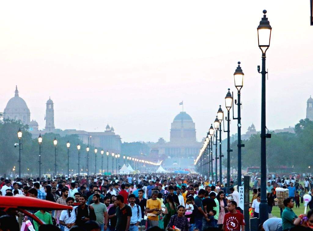 People visit India Gate on the occasion of Gandhi Jayanti