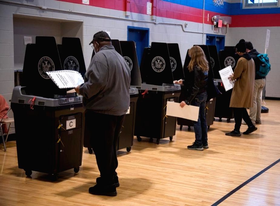 New York :People vote at a polling station in New York