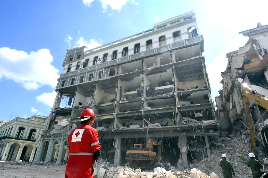 damaged Hotel Saratoga after an explosion in Havana