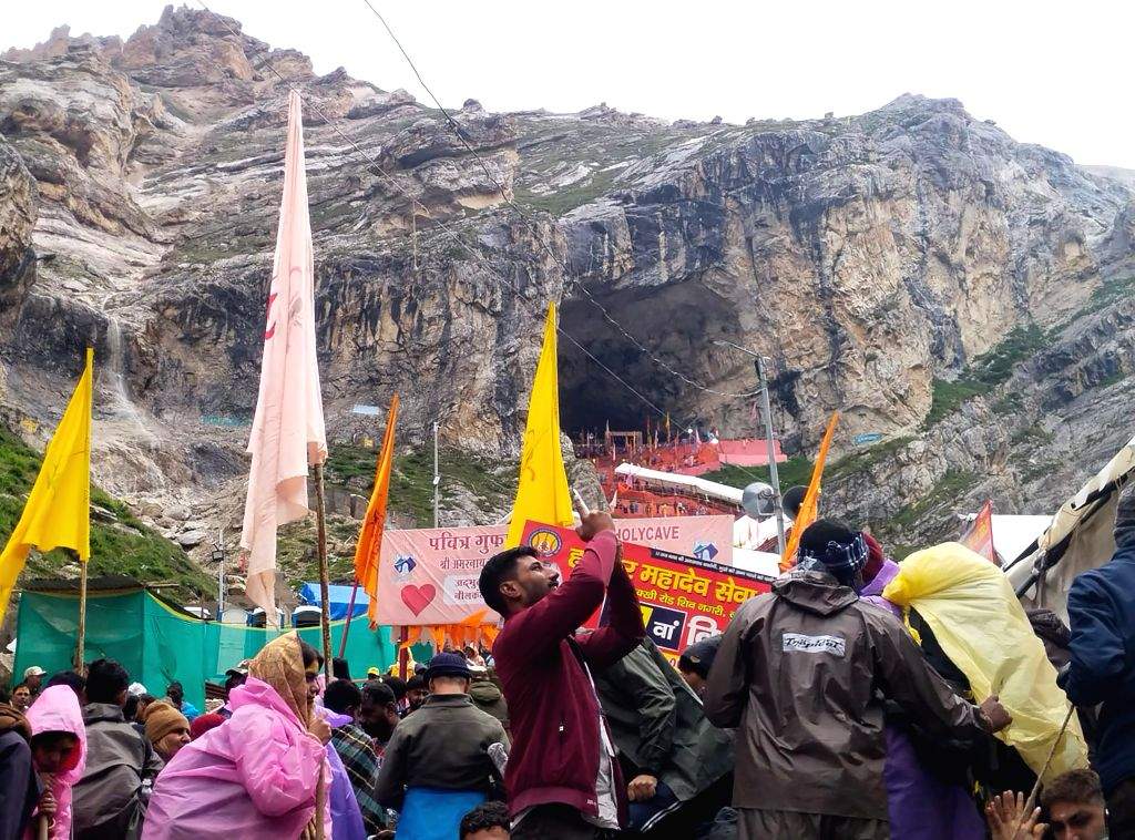 Pilgrims en route to the holy cave shrine of Amarnath during the annual ...