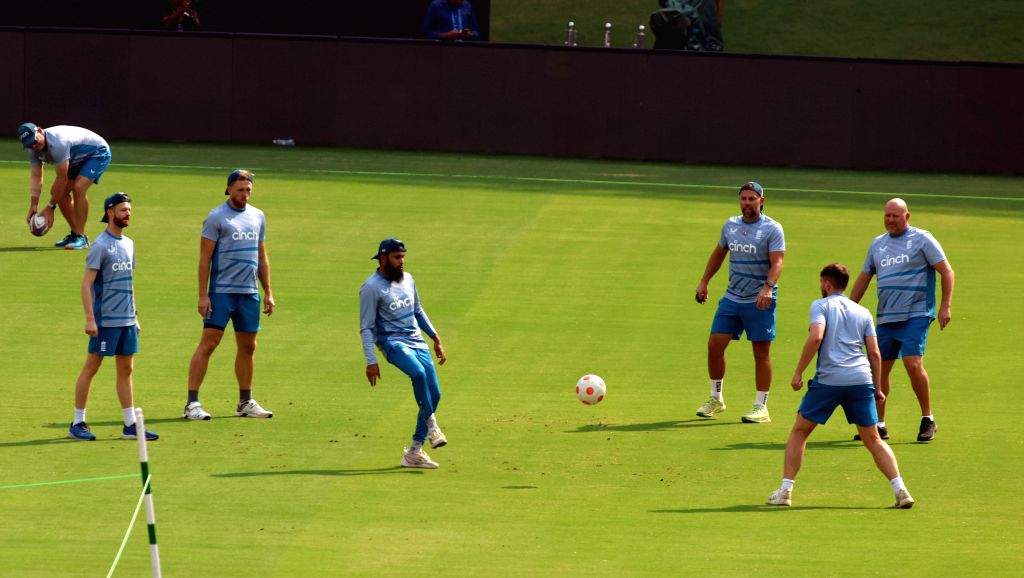 Players of England during a practice session ahead of the ICC World Cup ...