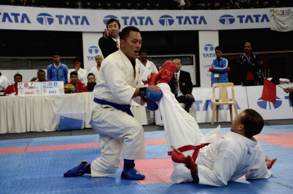 Players of Thailand and Nepal in action during 6th Word Gojukai Karate ...