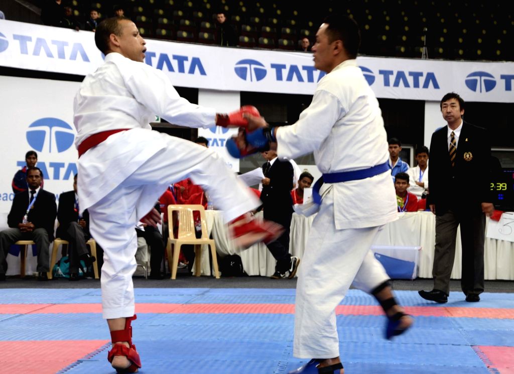 Players of Thailand and Nepal in action during 6th Word Gojukai Karate ...