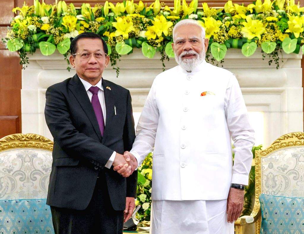 PM Modi-Myanmar Prez Min Aung Hlaing Meeting