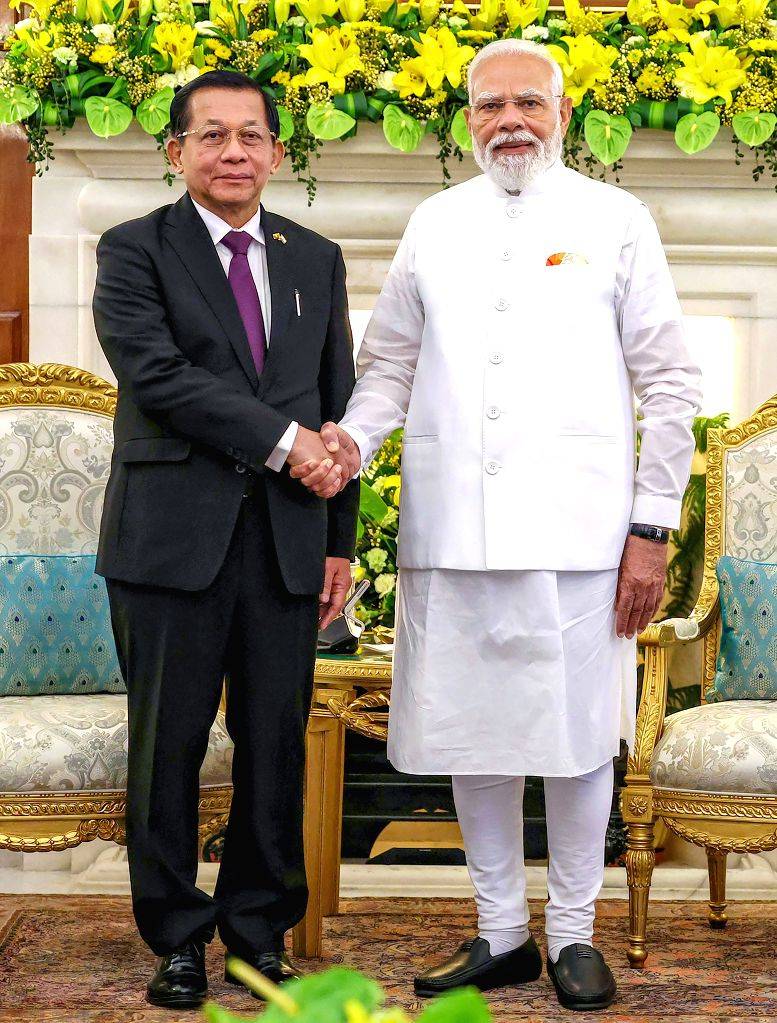 PM Modi-Myanmar Prez Min Aung Hlaing Meeting