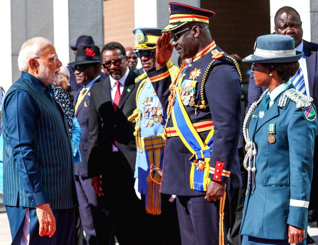 PM Modi Receives Ceremonial Welcome in Namibia