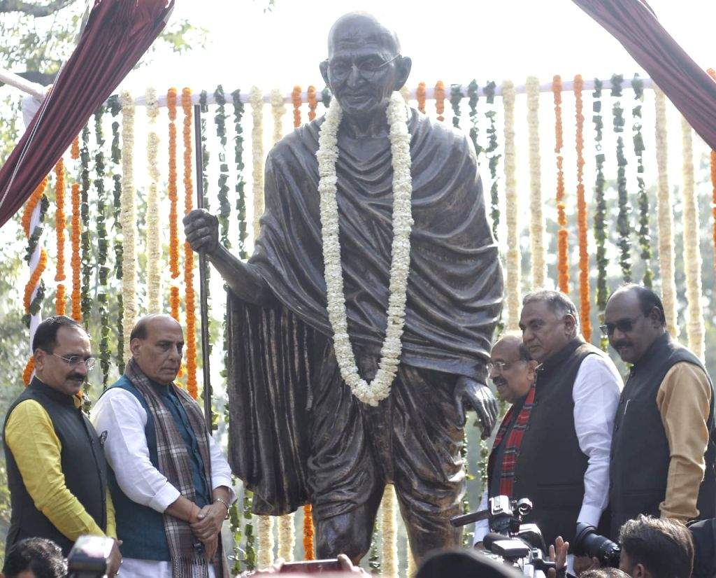 'PM Modi's decisions reflect Mahatma Gandhi's ideas', Rajnath unveils ...
