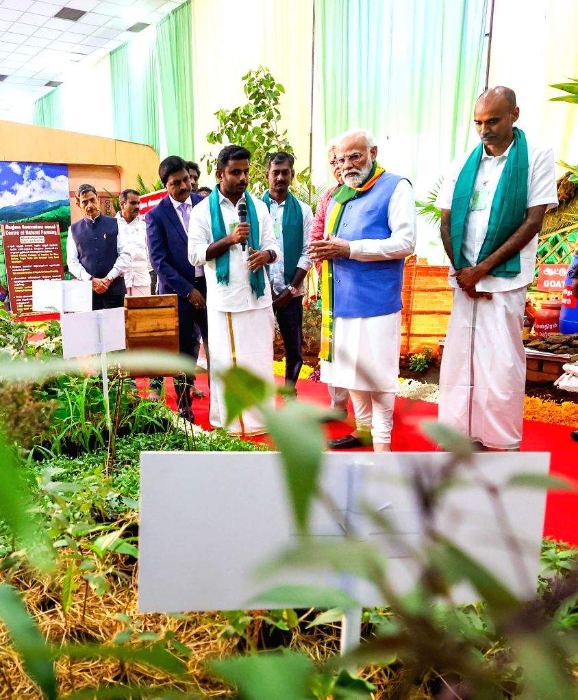 PM Modi Visits Exhibition, Interacts with Farmers at Natural Farming Summit