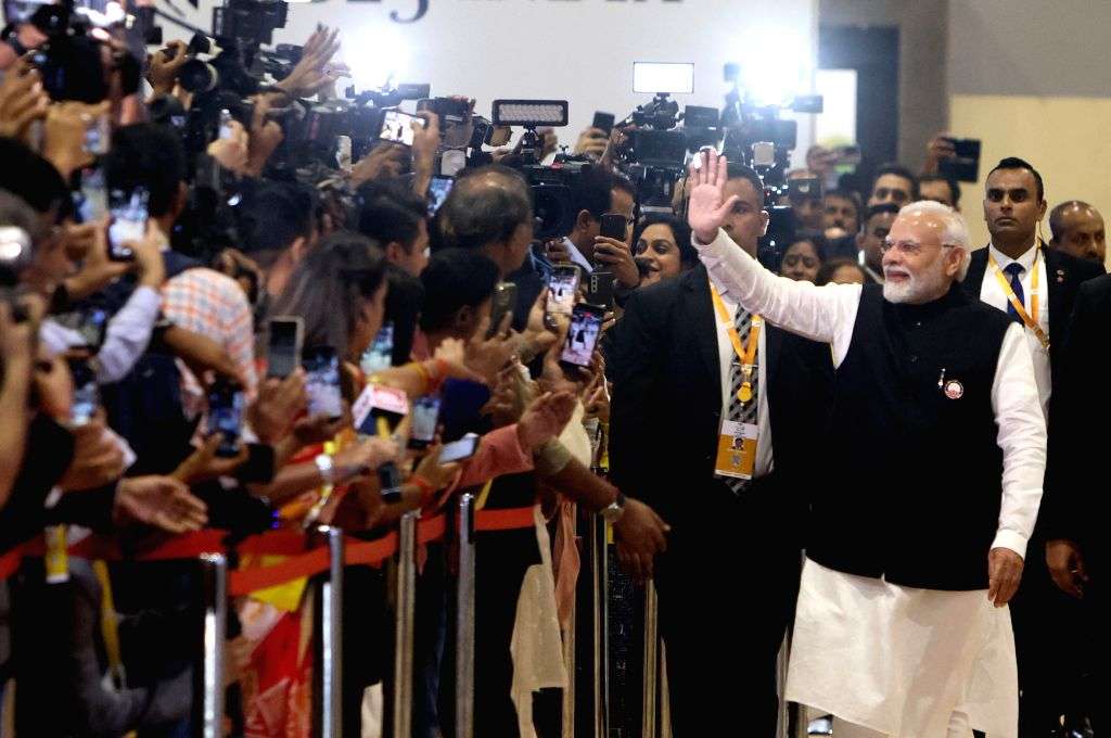 PM Narendra Modi arrives at the International Media Centre at the G20 ...