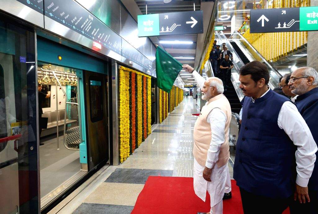 PM Narendra Modi flags off the Mumbai Metro from BKC to Aarey JVLR