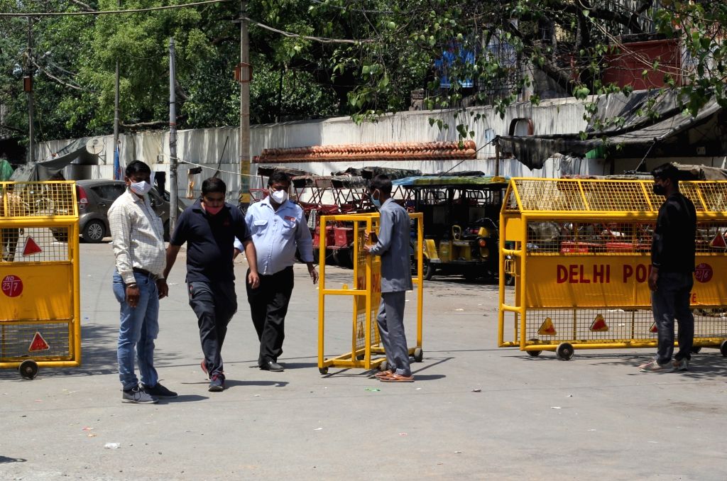 Police barricades putting outside Nigambodh ghat crematorium in new Delhi