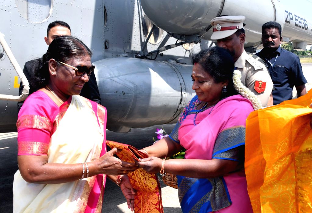 President Droupadi Murmu arrives in Puducherry