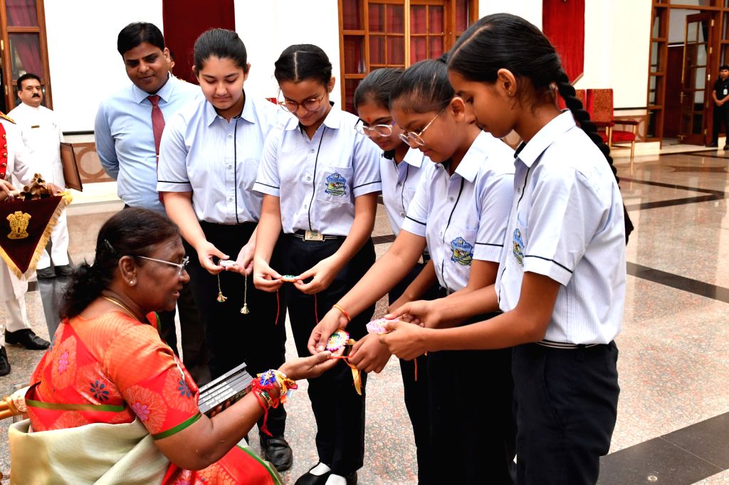 President Droupadi Murmu interacts with students on the occasion of ...