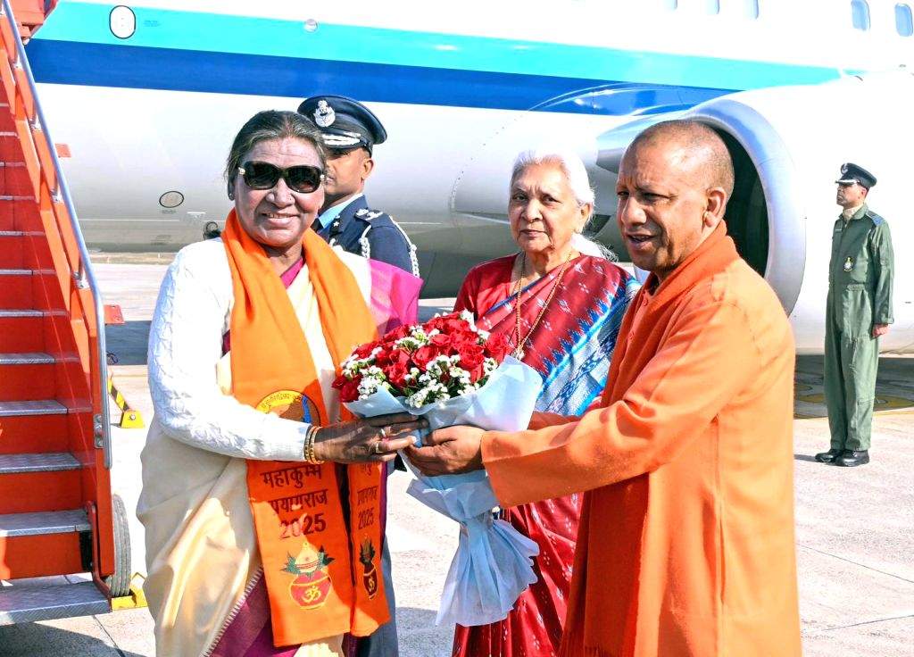 President of India Droupadi Murmu arrives to attend Maha Kumbh 2025