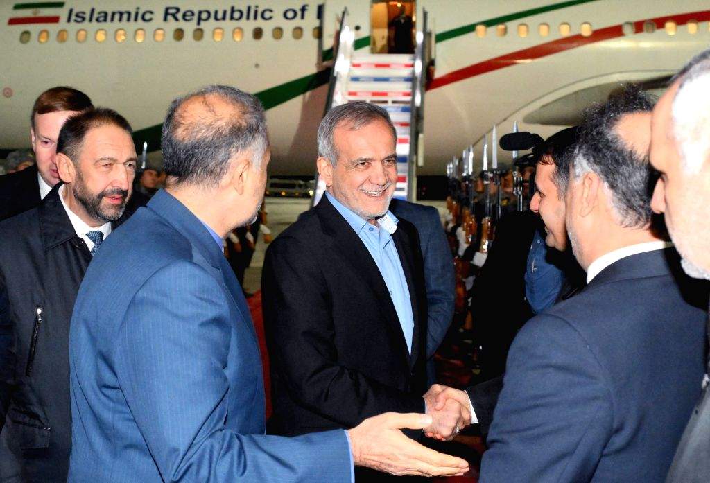 President of Iran arrives to participate in the 16th BRICS Summit
