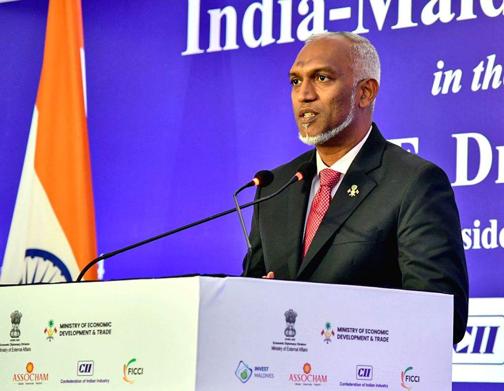 President of Maldives, Mohamed Muizzu addresses at the India-Maldives ...