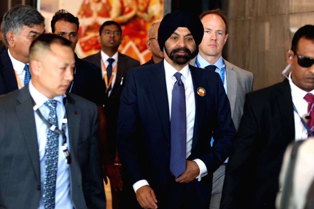 President of the World Bank, Ajay Banga arrives for a press conference