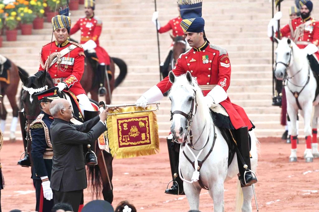 President presents silver trumpet and trumpet banner to President's ...