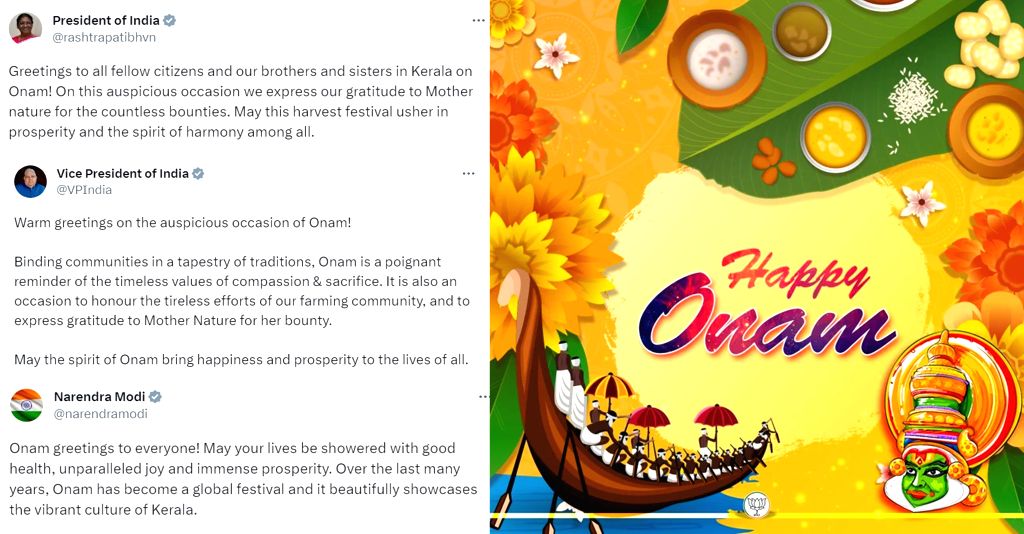 Prez Murmu, V-P Dhankhar, PM Modi extend Onam greetings