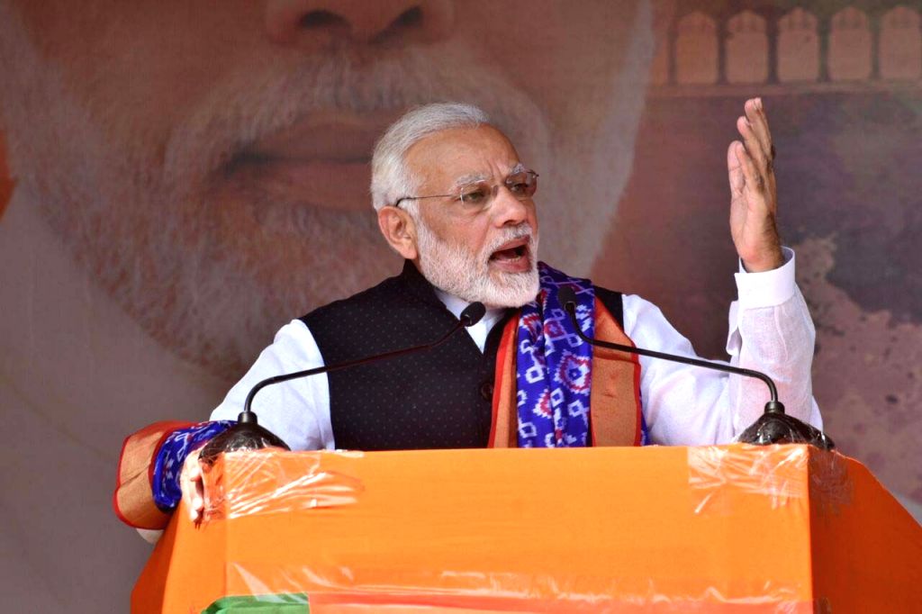 Modi addresses at a public meeting