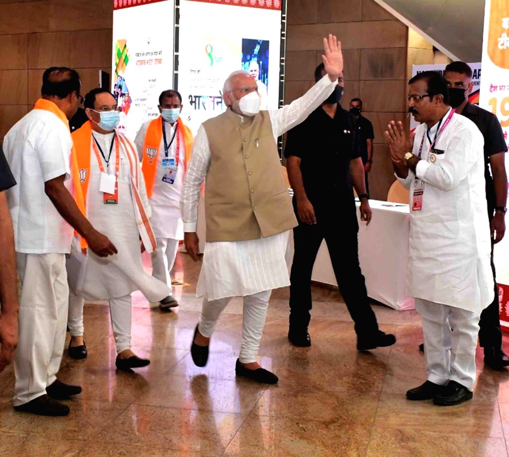 Prime minister Narender Modi arrives at BJP's national executive ...