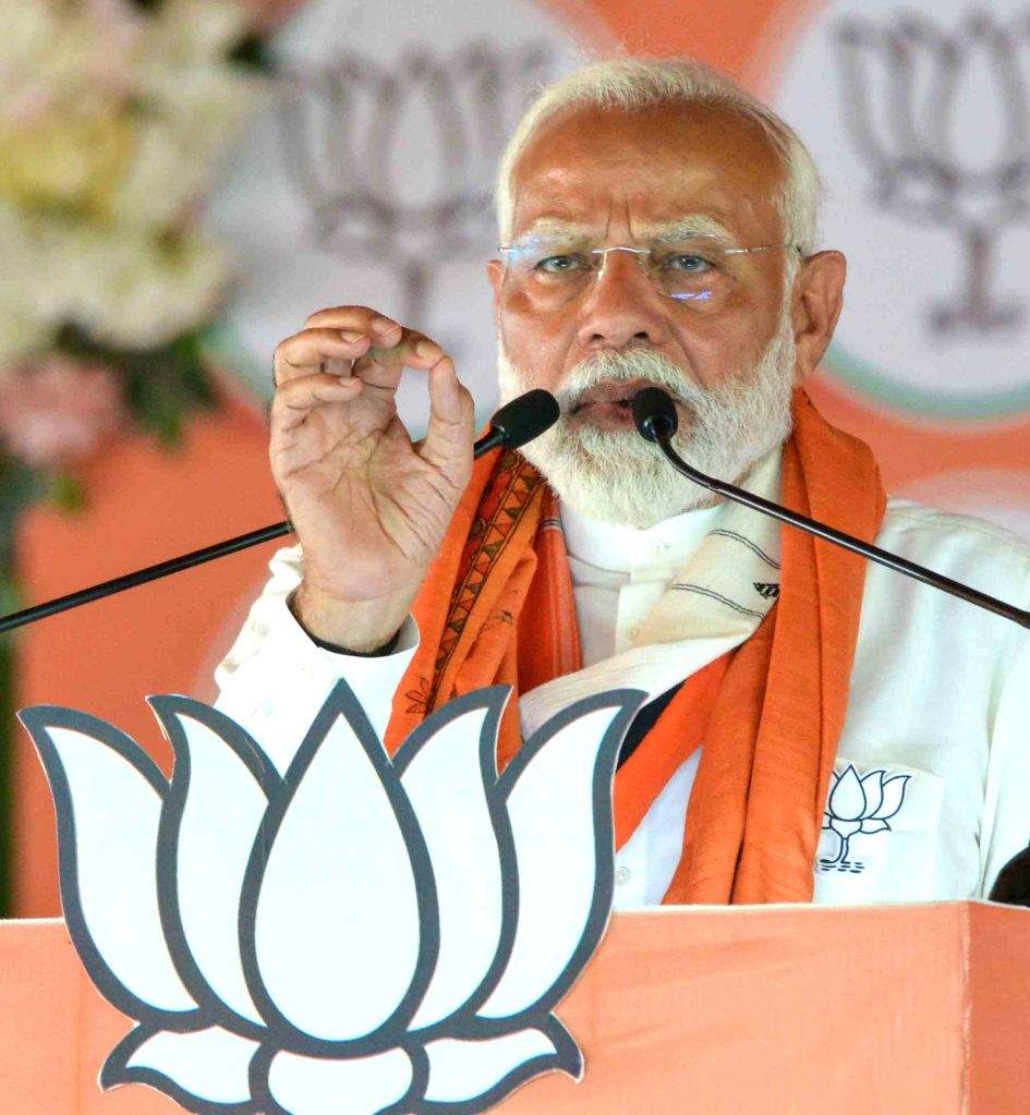 Prime Minister Narendra Modi addresses a public meeting ahead of Lok ...