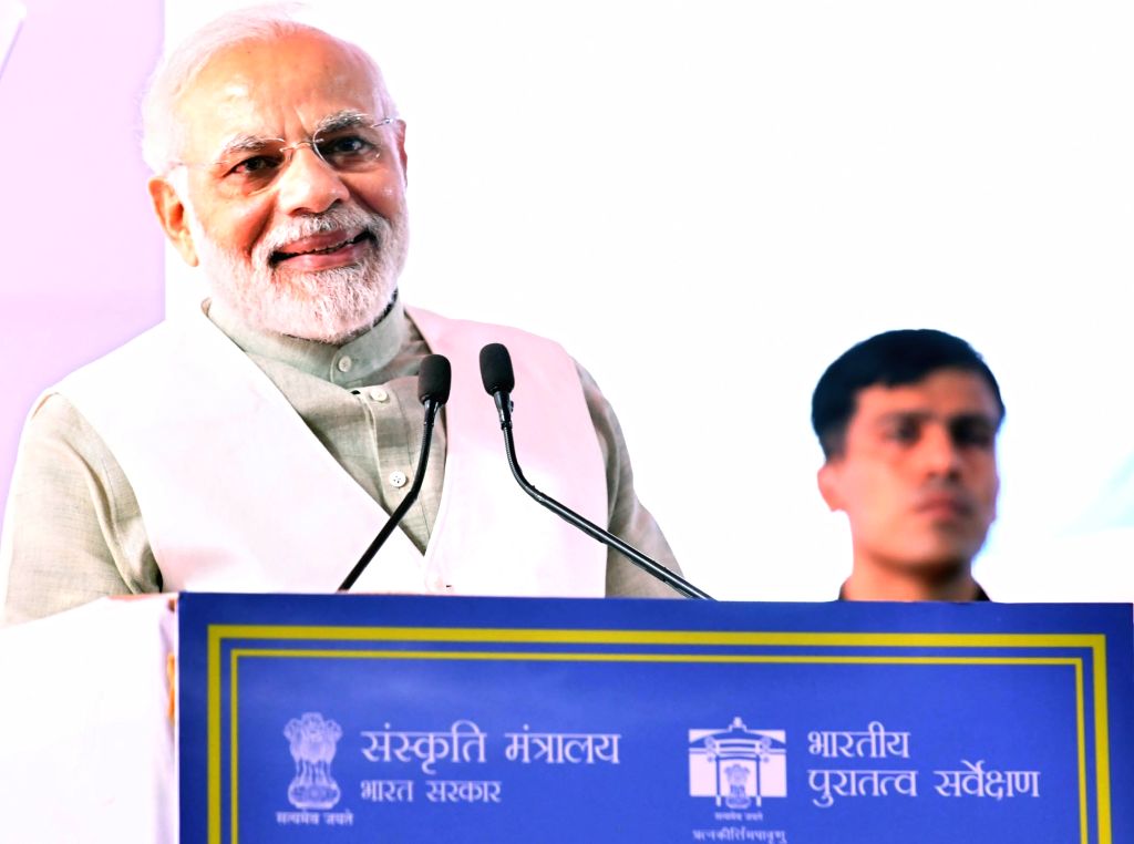 PM Modi, Mahesh Sharma at the inauguration of 'Dharohar Bhawan