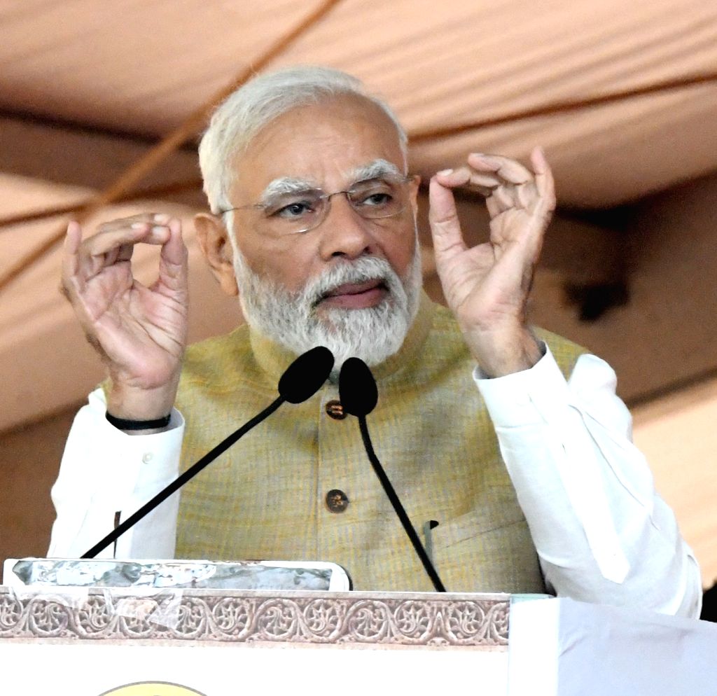 Prime Minister Narendra Modi addresses during a public meeting