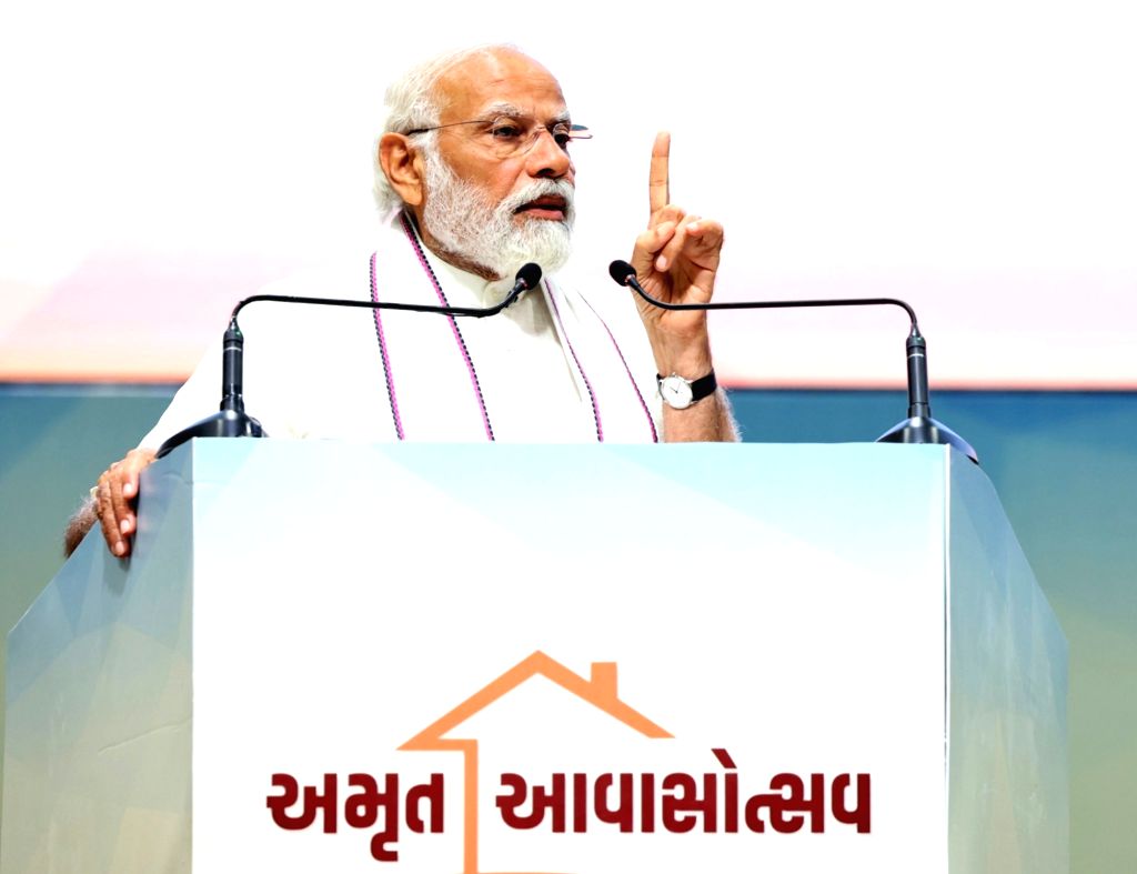 Prime Minister Narendra Modi addresses during an inauguration