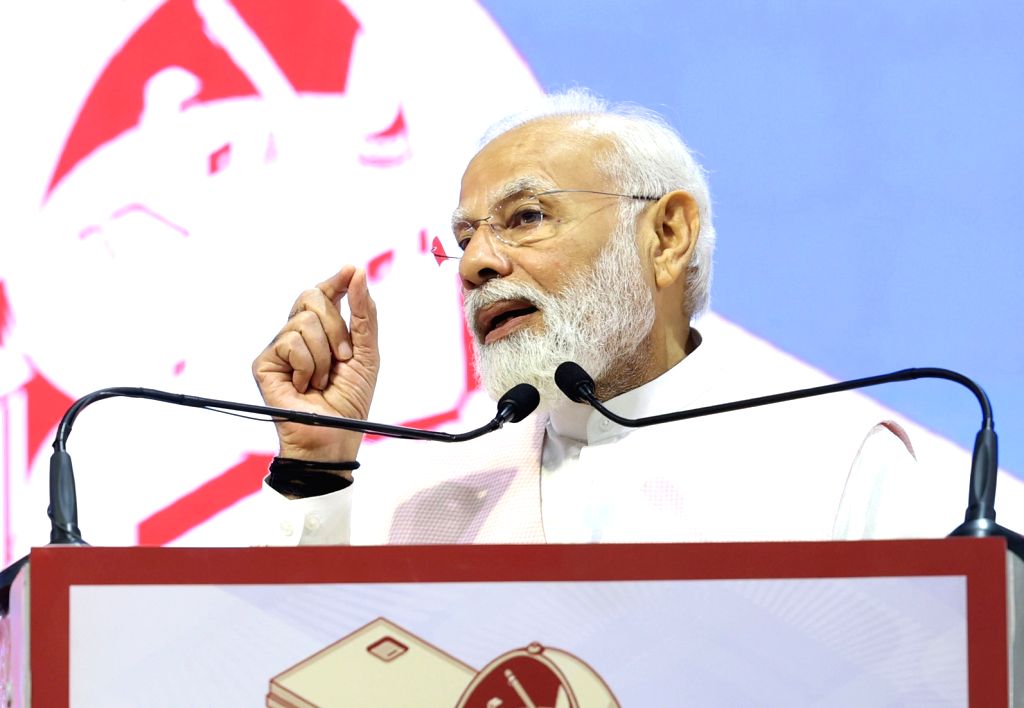 Prime Minister Narendra Modi addresses during the inauguration of ...