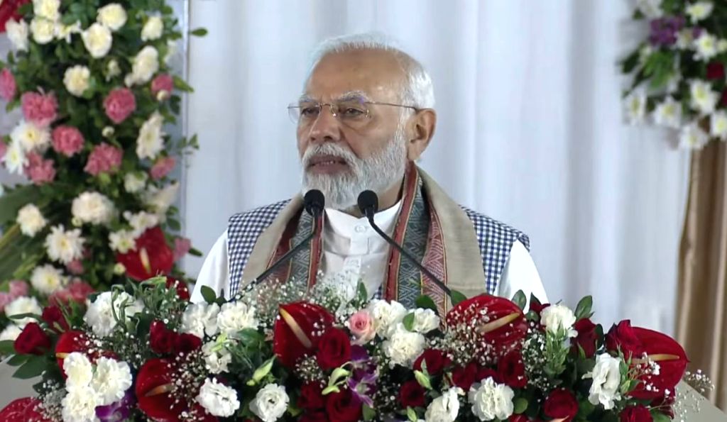 Prime Minister Narendra Modi addresses during the inauguration and ...