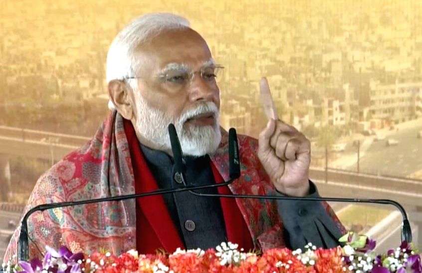 Prime Minister Narendra Modi addresses during the inauguration and ...