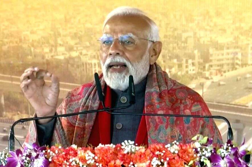 Prime Minister Narendra Modi addresses during the inauguration and ...