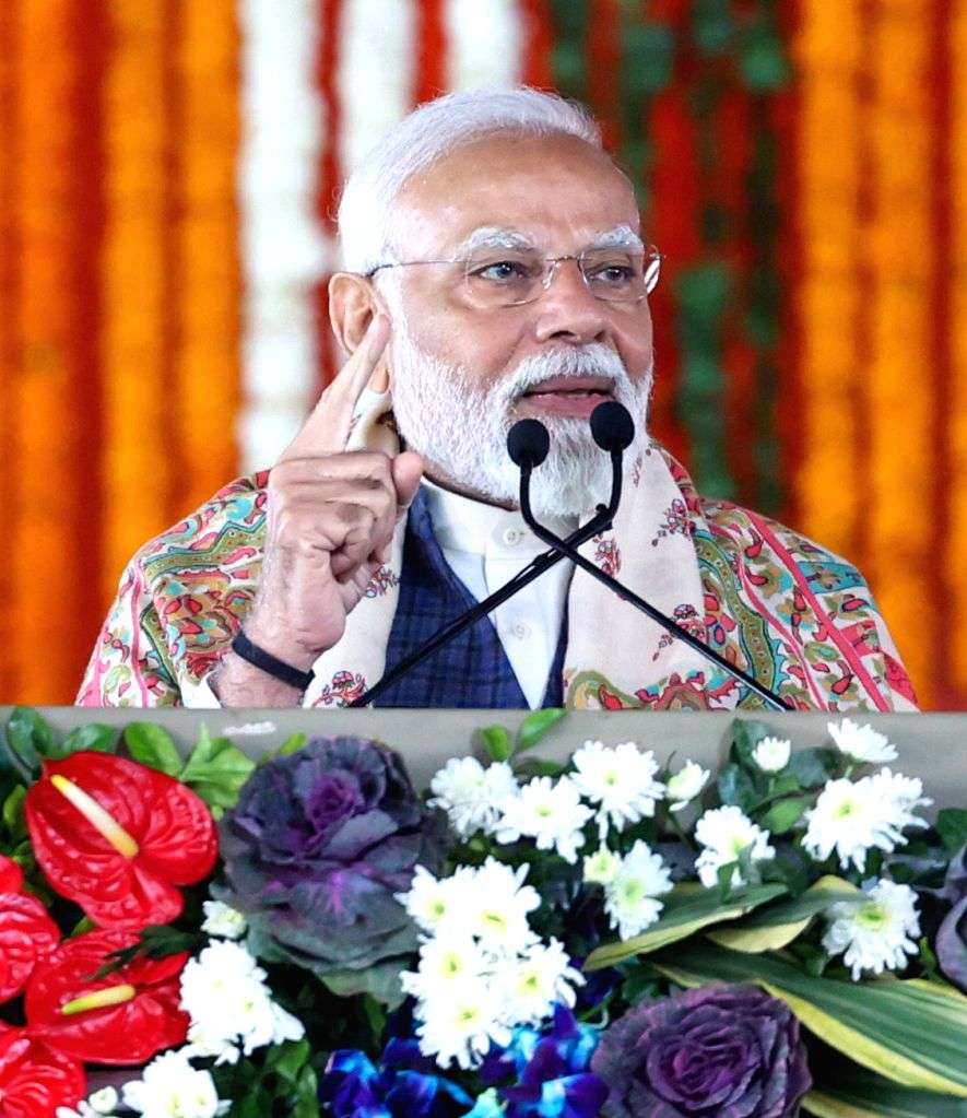 Prime Minister Narendra Modi addresses during the foundation-laying ...