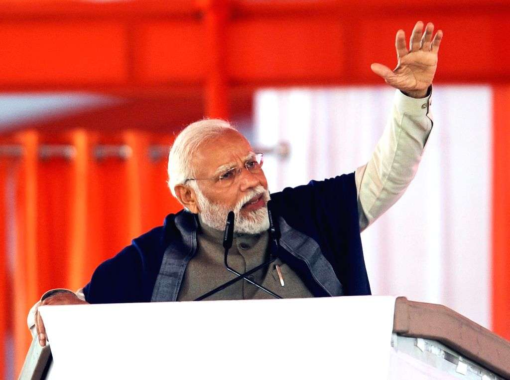 Prime Minister Narendra Modi addresses the foundation stone-laying ...