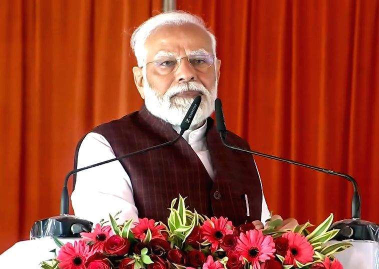 Prime Minister Narendra Modi addresses the foundation stone laying and ...