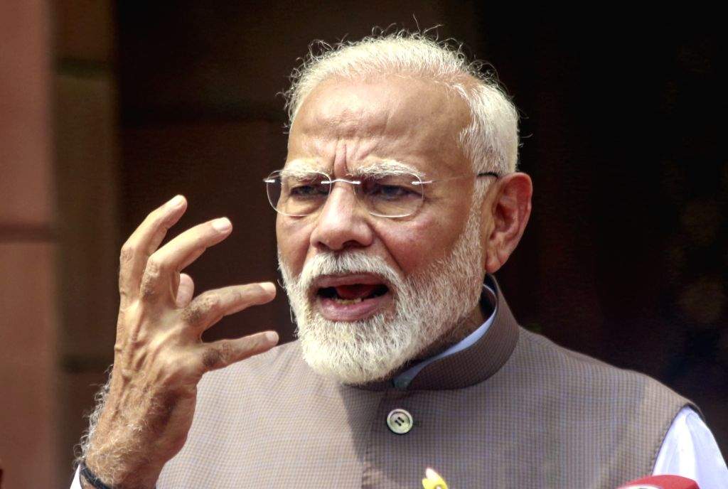 Prime Minister Narendra Modi addresses the media on the first day of ...