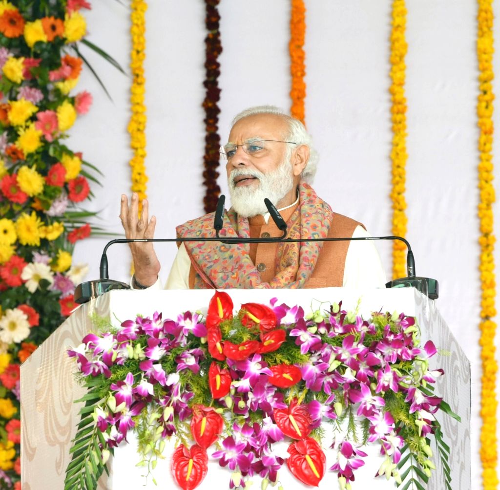 PM Modi addresses during an inauguration in Meerut