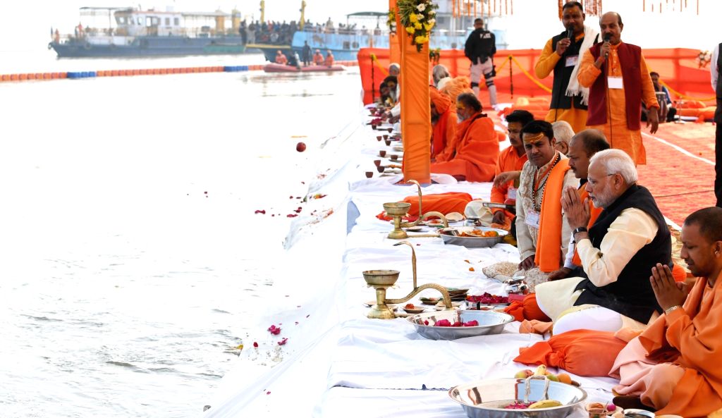 PM Modi performs Ganga Pujan at Sangam Ghat