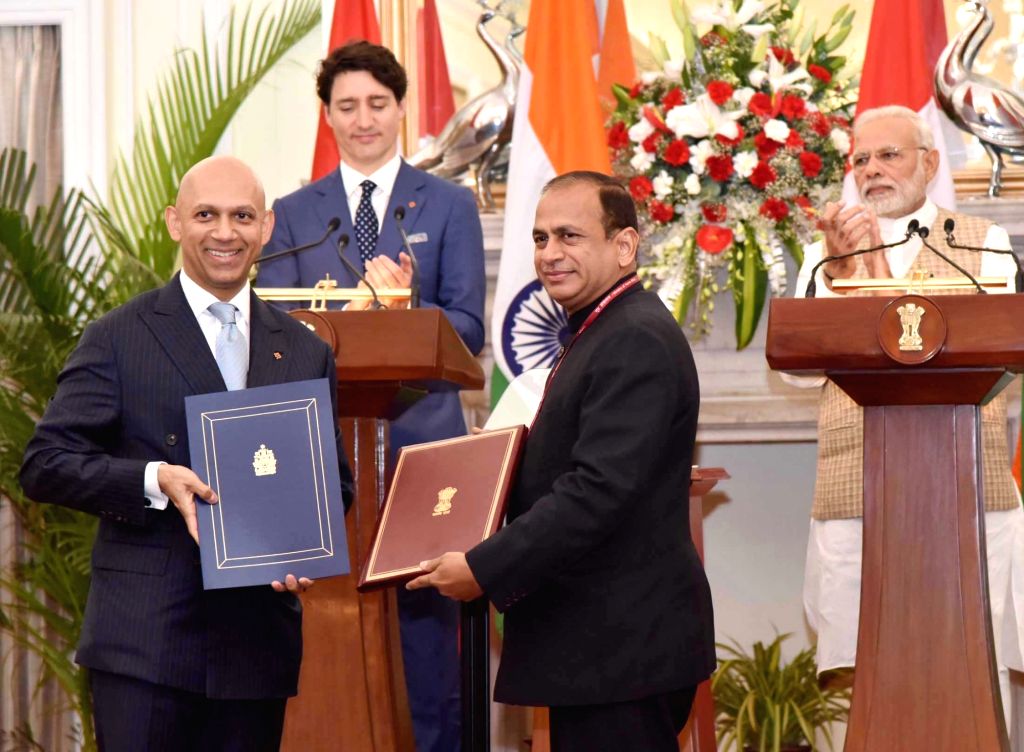 Exchange of Agreements - PM Modi, Justin Trudeau