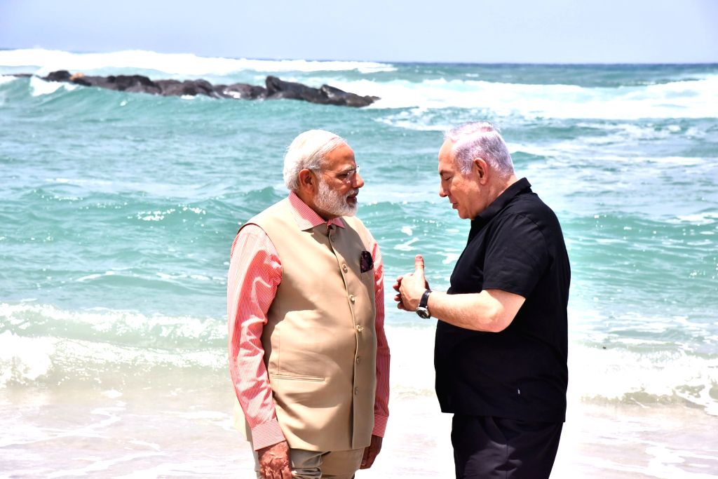 Modi, Netanyahu at Olga Beach