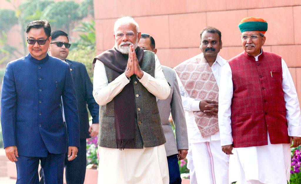 Prime Minister Narendra Modi arrives as the Budget Session begins at ...