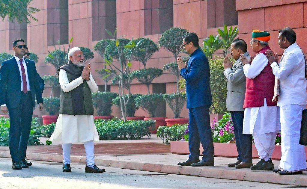 Prime Minister Narendra Modi arrives as the Budget Session begins at ...