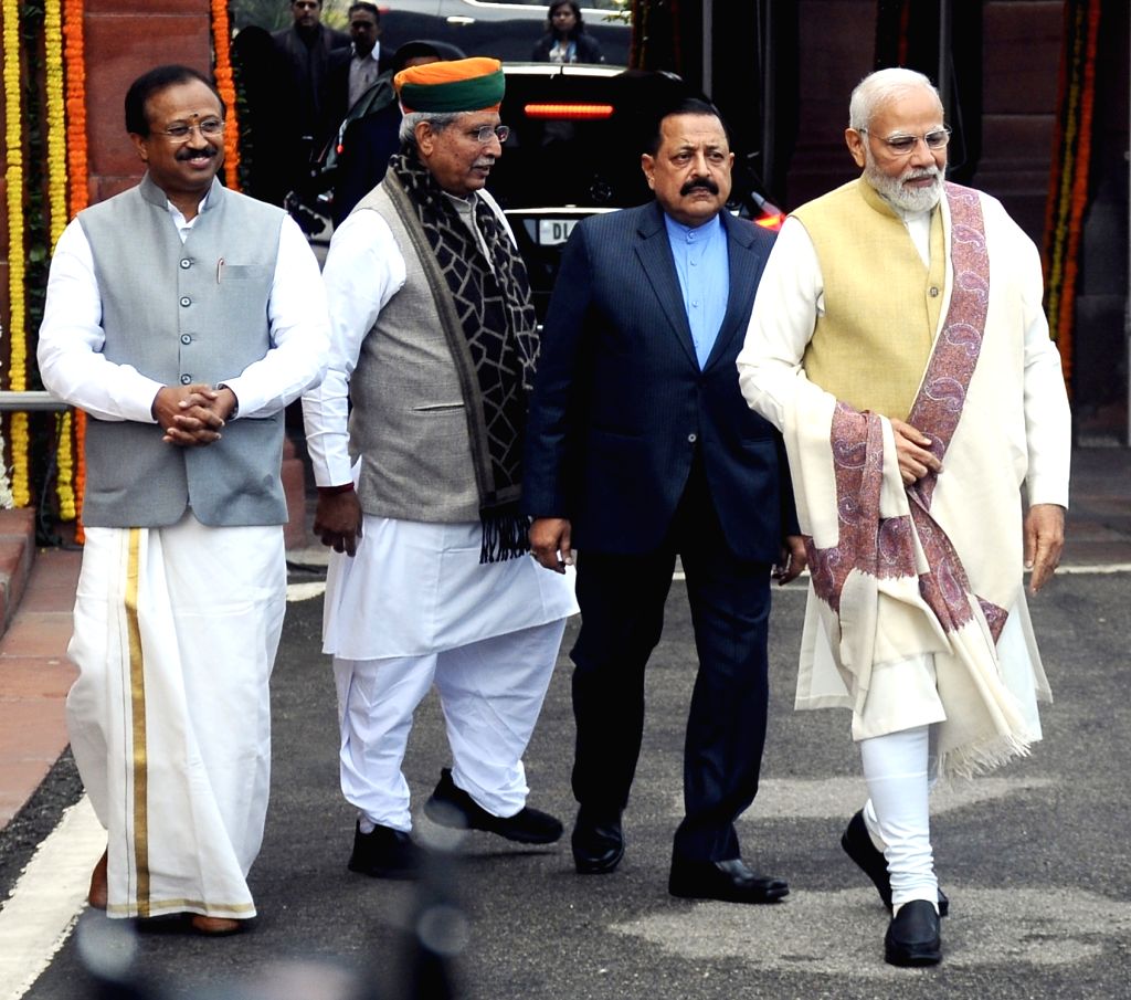 Prime minister Narendra Modi arrives for the joint session of Parliament